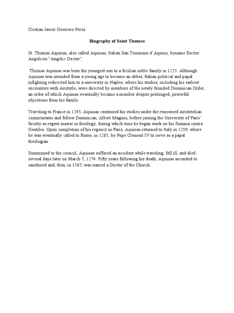 Biography of Thomas | PDF