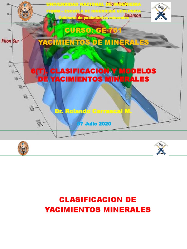 Teoria 6. Clasificacion de Yacimientos Minerales | PDF | Roca (geología) | Estrato