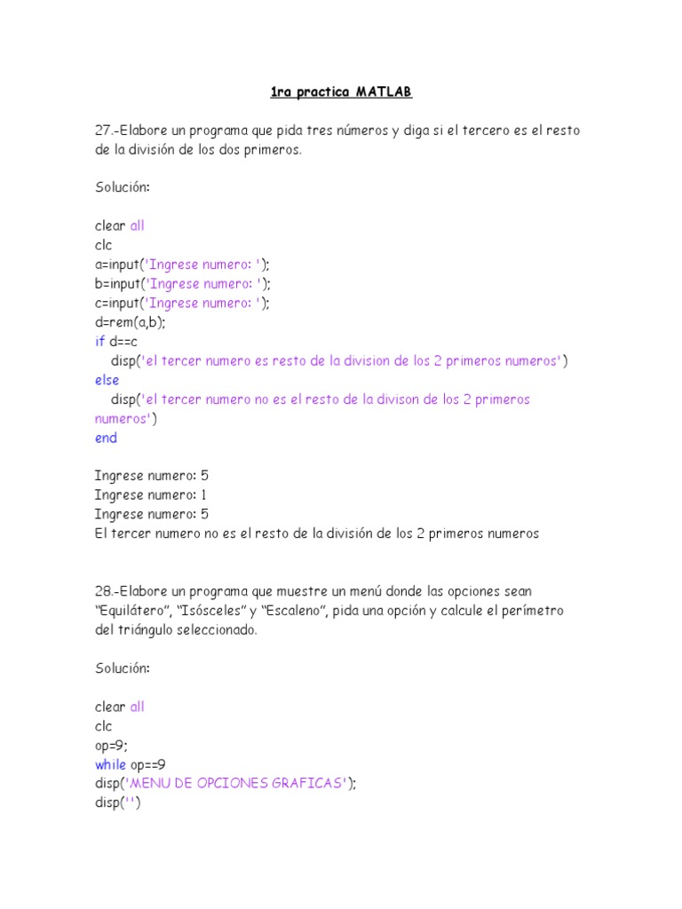 Segunda Practica MATLAB | PDF | Triángulo | Geometría Elemental