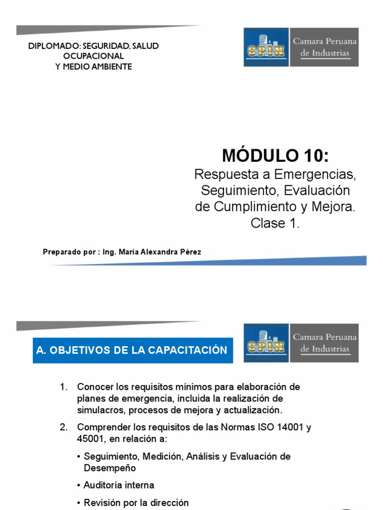 Módulo 10. Respuesta A Emergencias, Seguimiento, Evaluación de Cumplimiento y Mejora. Clase 1 ...
