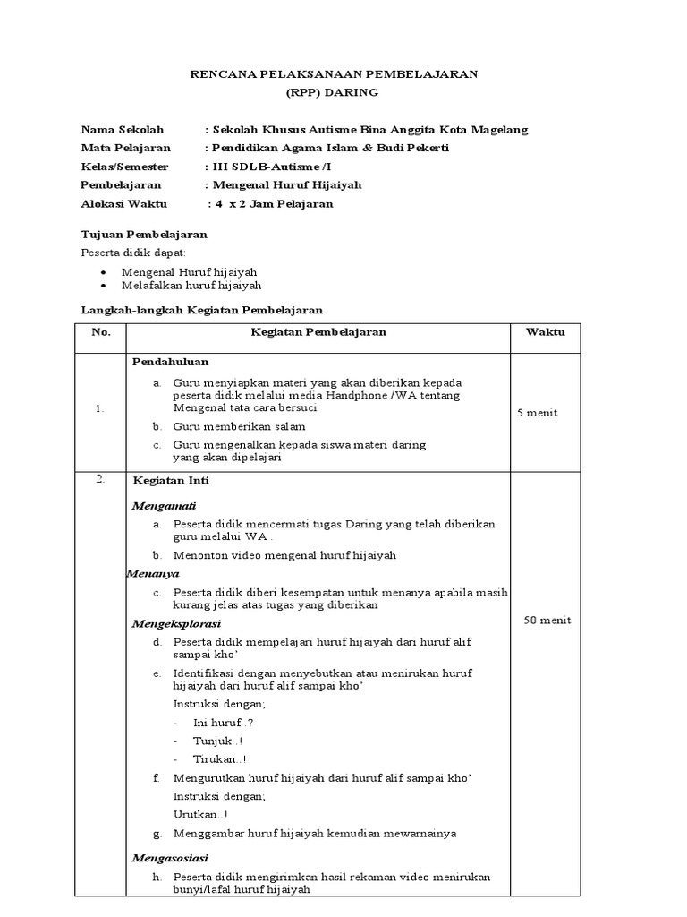 RPP DARING PAI For SDLB | PDF