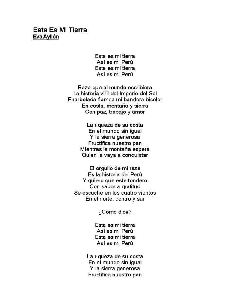 Letra de "Esta Es Mi Tierra" | PDF | Poesía