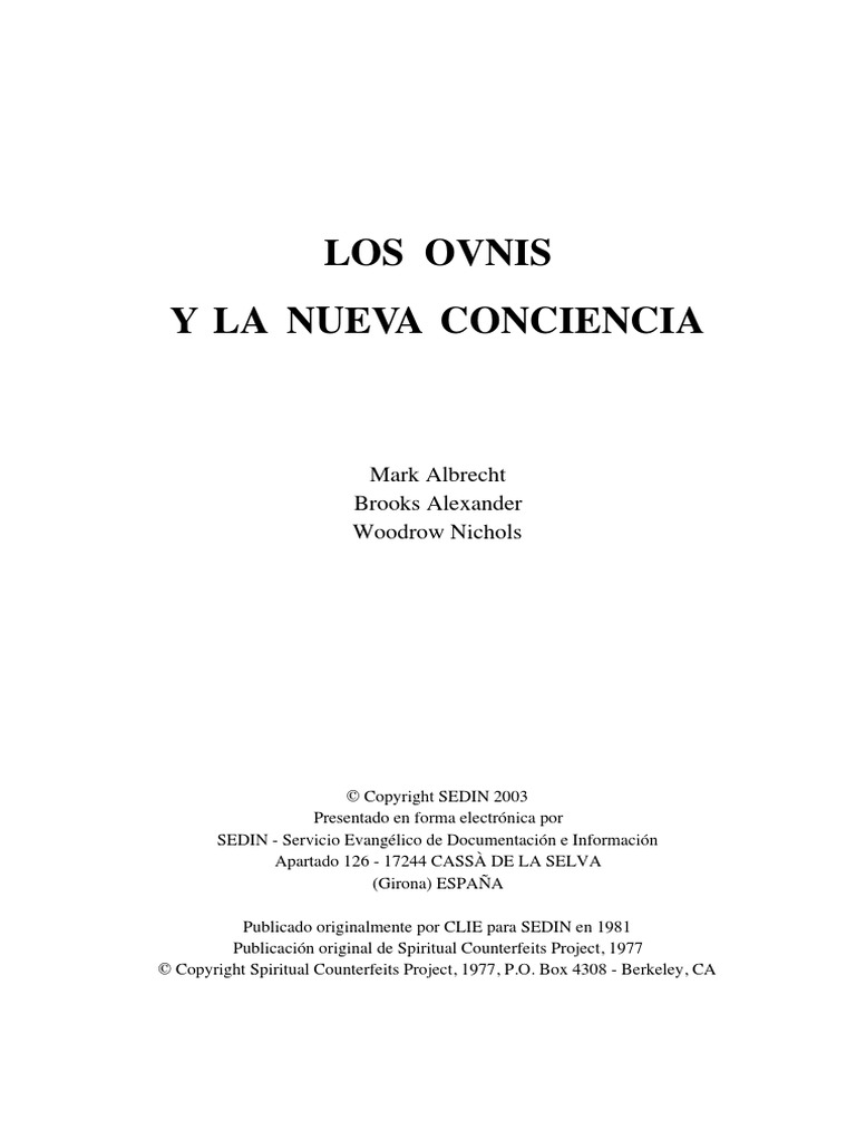 Albrecht, Alexander, Nichols - Los Ovnis y La Nueva Concienc | PDF ...