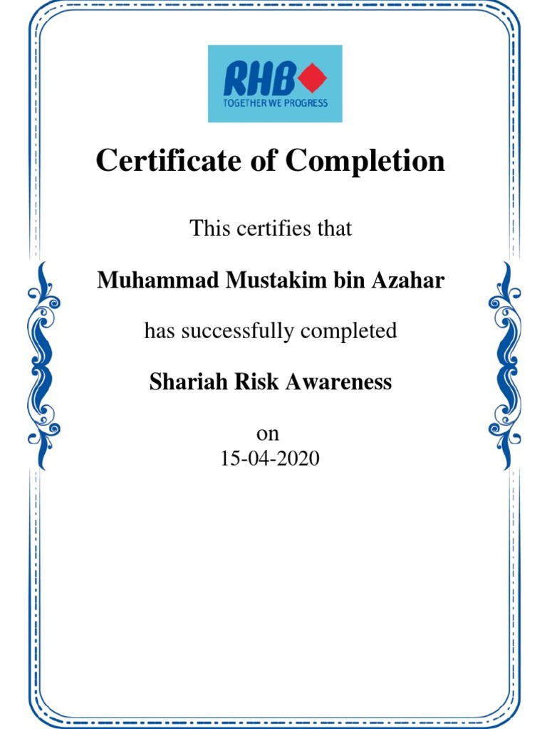 Shariah Risk and Awareness Cert | PDF