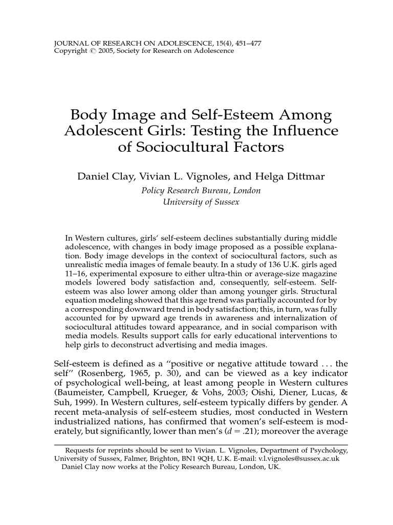 Clay 2005 | PDF | Body Image | Adolescence