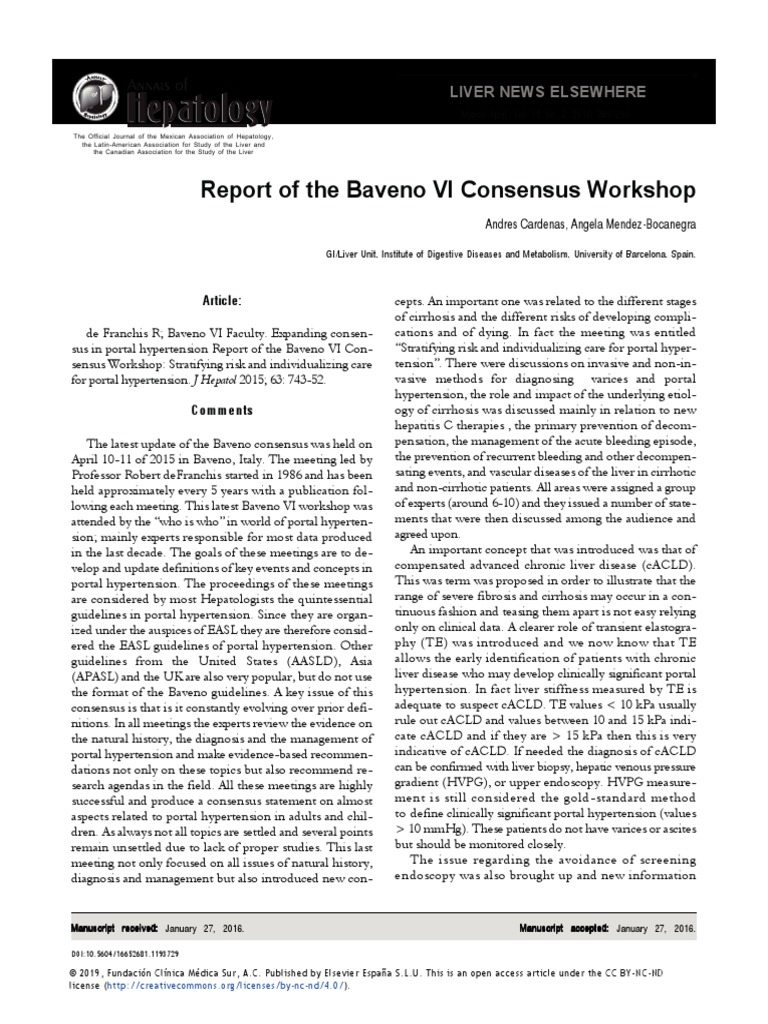 Report of The Baveno VI Consensus Workshop: Liver News Elsewhere | PDF ...