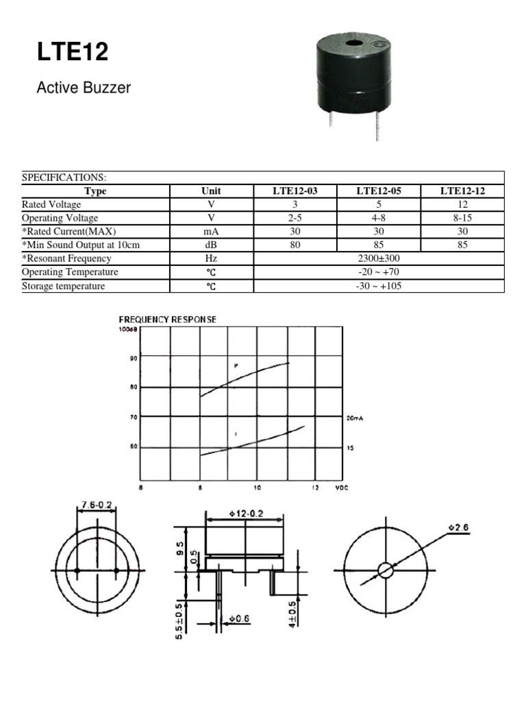 Active Buzzer LTE12 Datasheet | PDF | Technology & Engineering