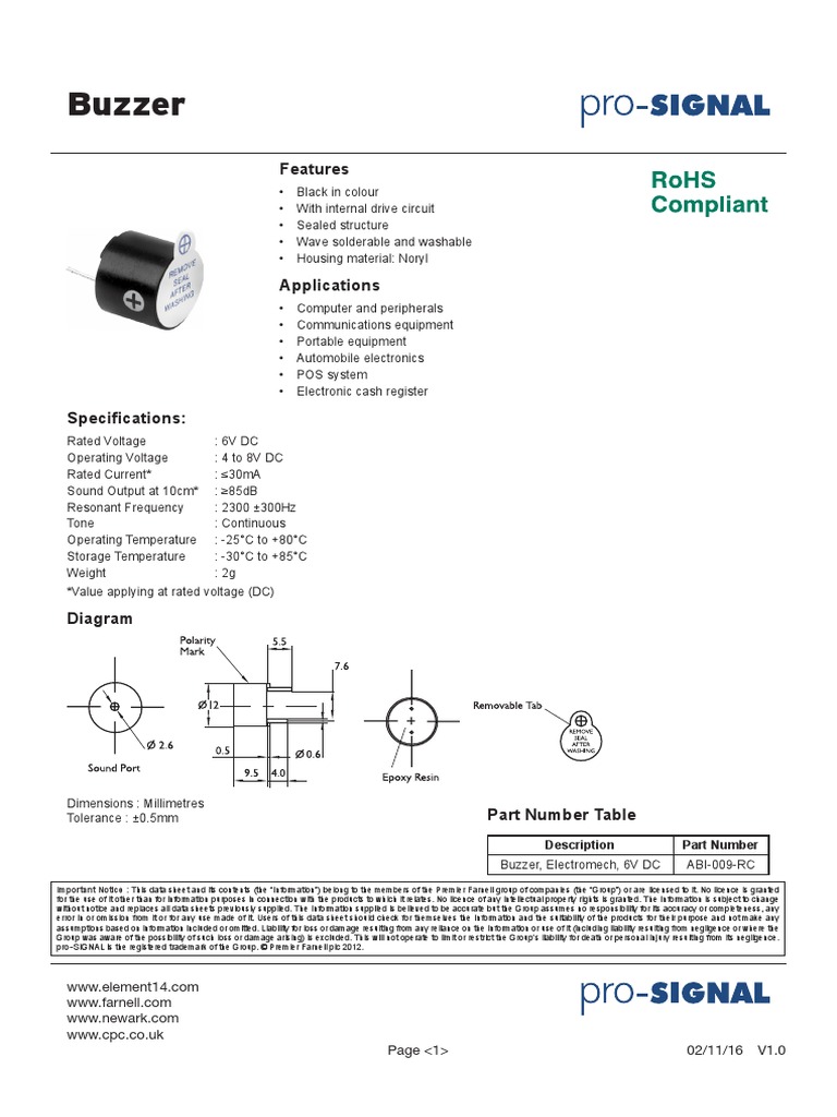 Buzzer: Features | PDF