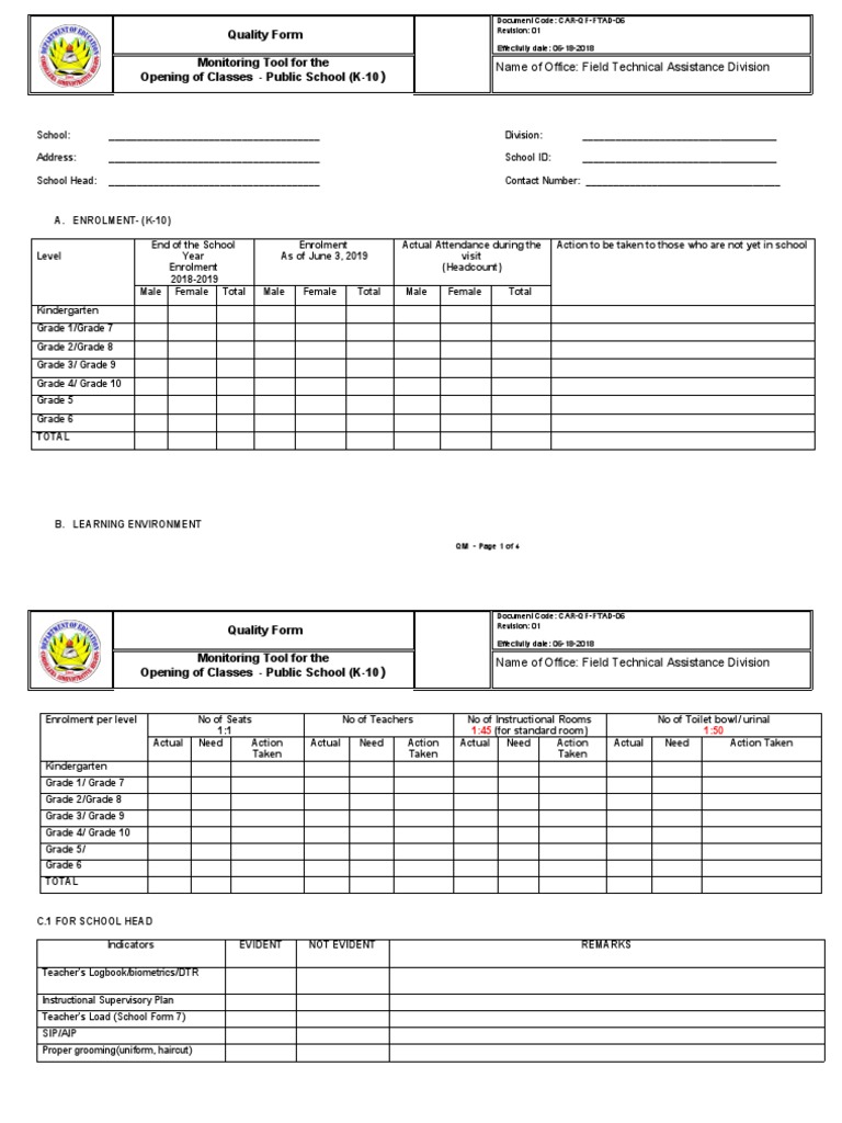 Monitoring Tool For The Opening of Classes Public and Private School K ...