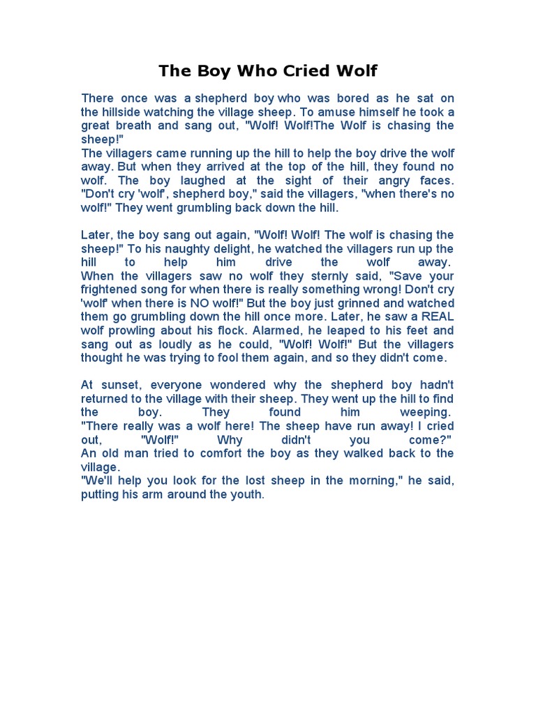 The Boy Who Cried Wolf Elements of A Story - 54452 | PDF | Shepherd