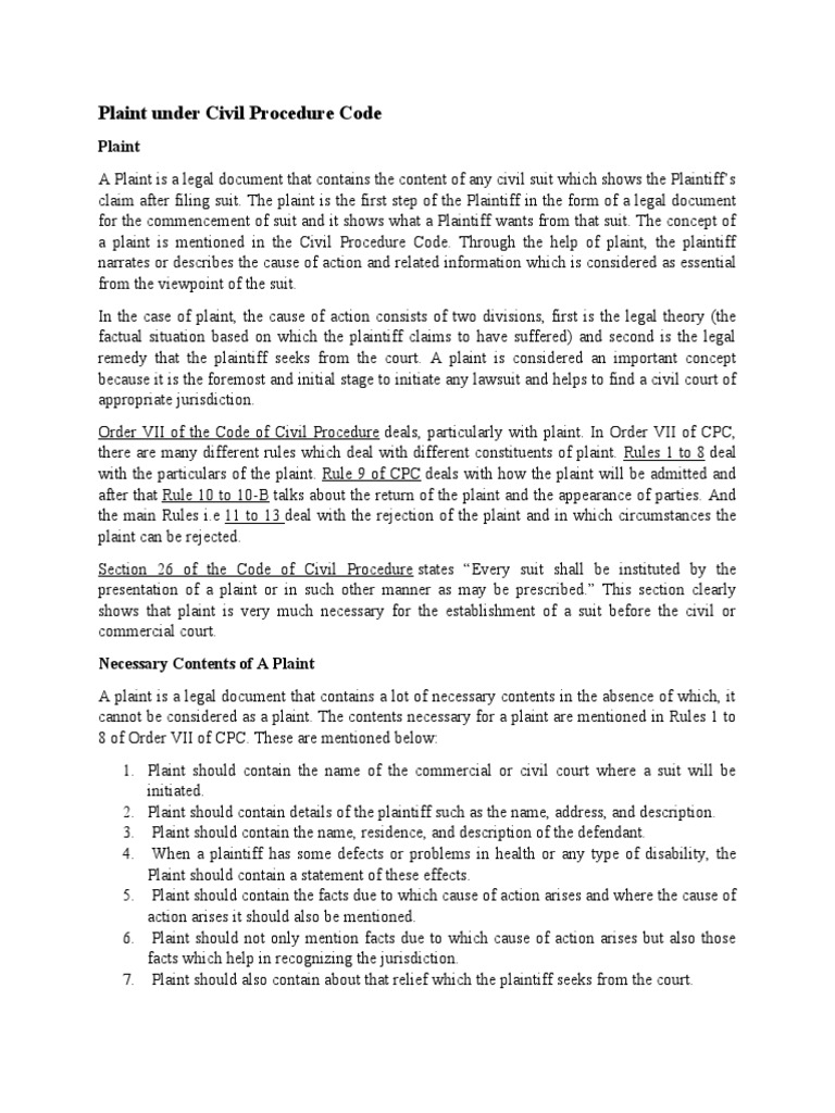 Plaint Under Civil Procedure Code | PDF | Plaintiff | Lawsuit