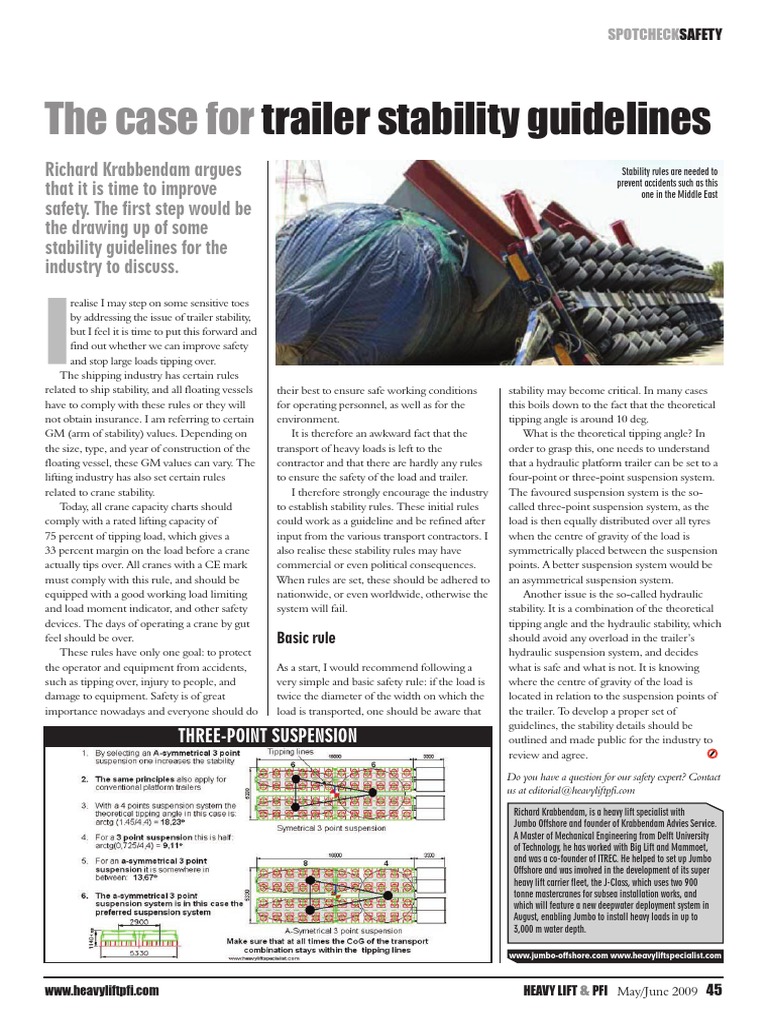 The Case For: Trailer Stability Guidelines | PDF | Crane (Machine ...