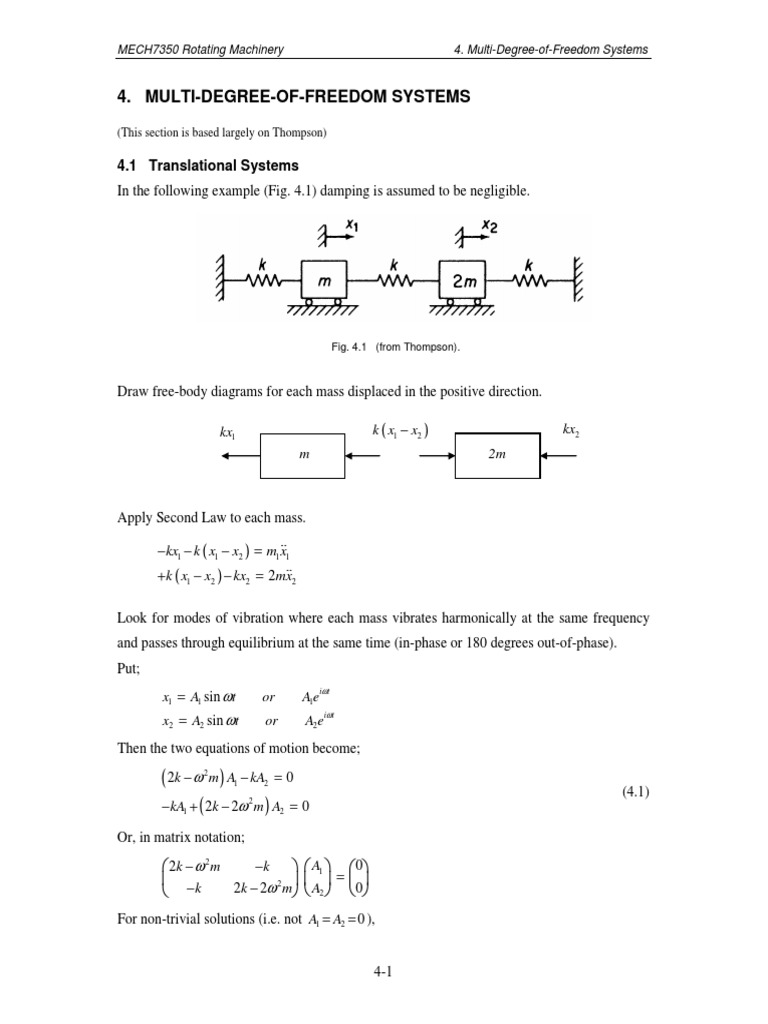 Multi-Degree-Of-Freedom Systems | PDF | Normal Mode | Classical Mechanics