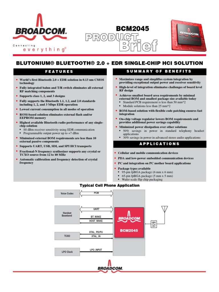 Blutonium® Bluetooth® 2.0 + Edr Single-Chip Hci Solution: Features ...