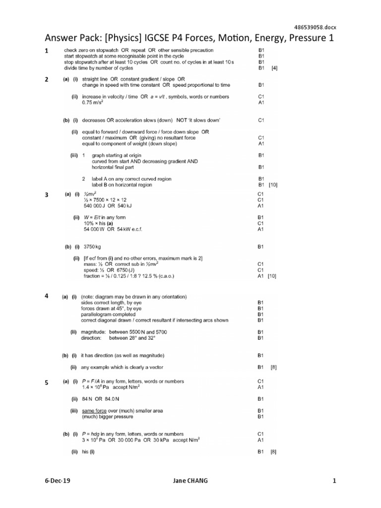 AP - Physics.IGCSE.P4.Forces Motion Energy Pressure.1 | PDF ...