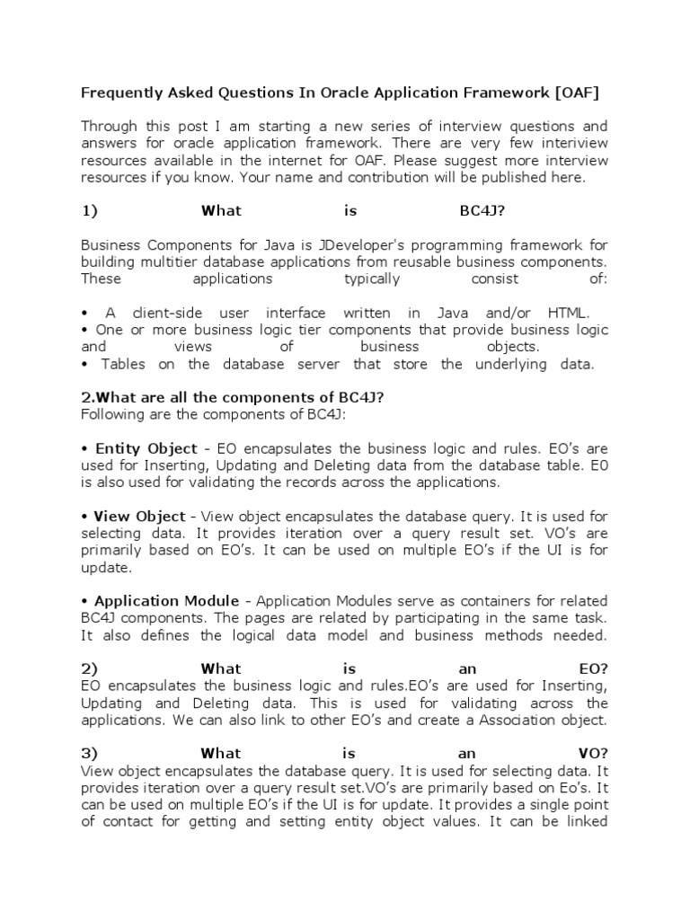 19111-Frequently Asked Questions in Oracle Application Framework | PDF ...