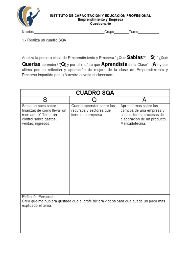 Cuadro SQA | PDF | Negocios | Finanzas y dinero