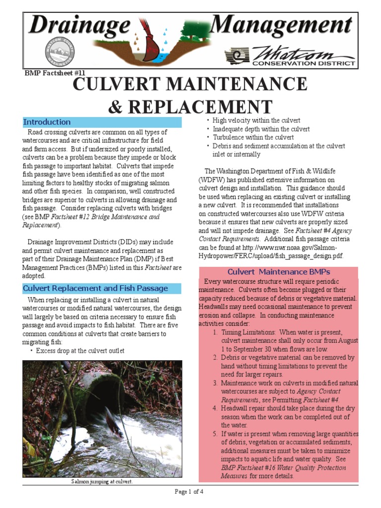 Culvert Maintenance & Replacement: BMP Factsheet #11 | PDF | Earth ...