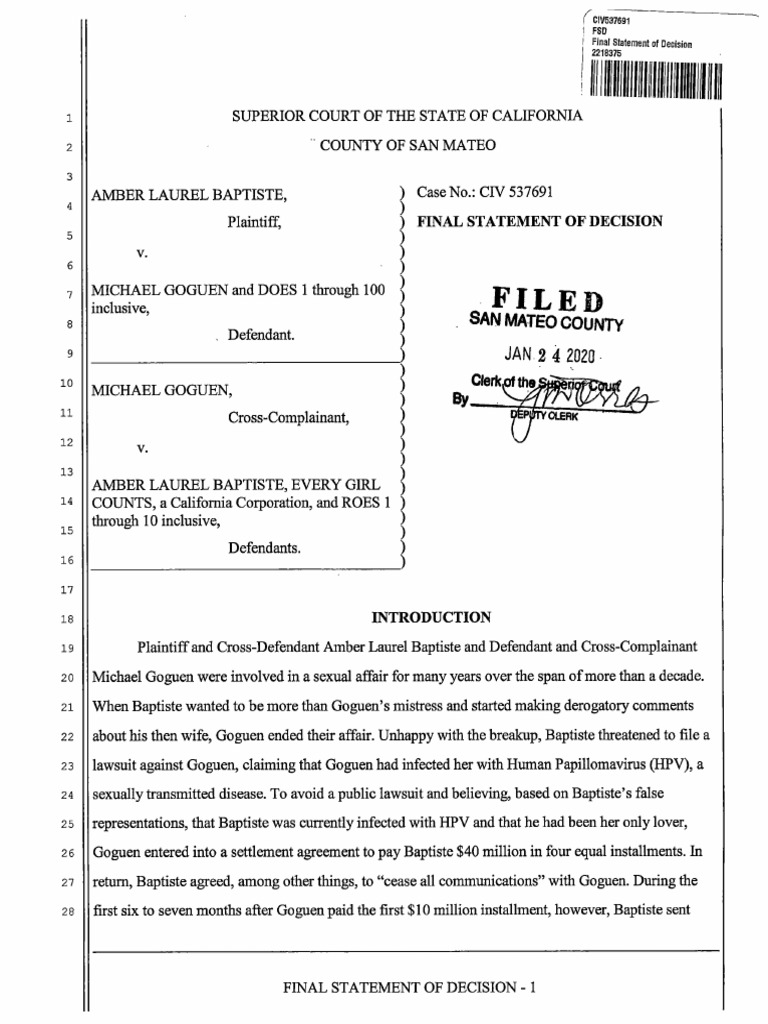 CIV537691 - Final Statement of Decision | PDF | Settlement (Litigation ...