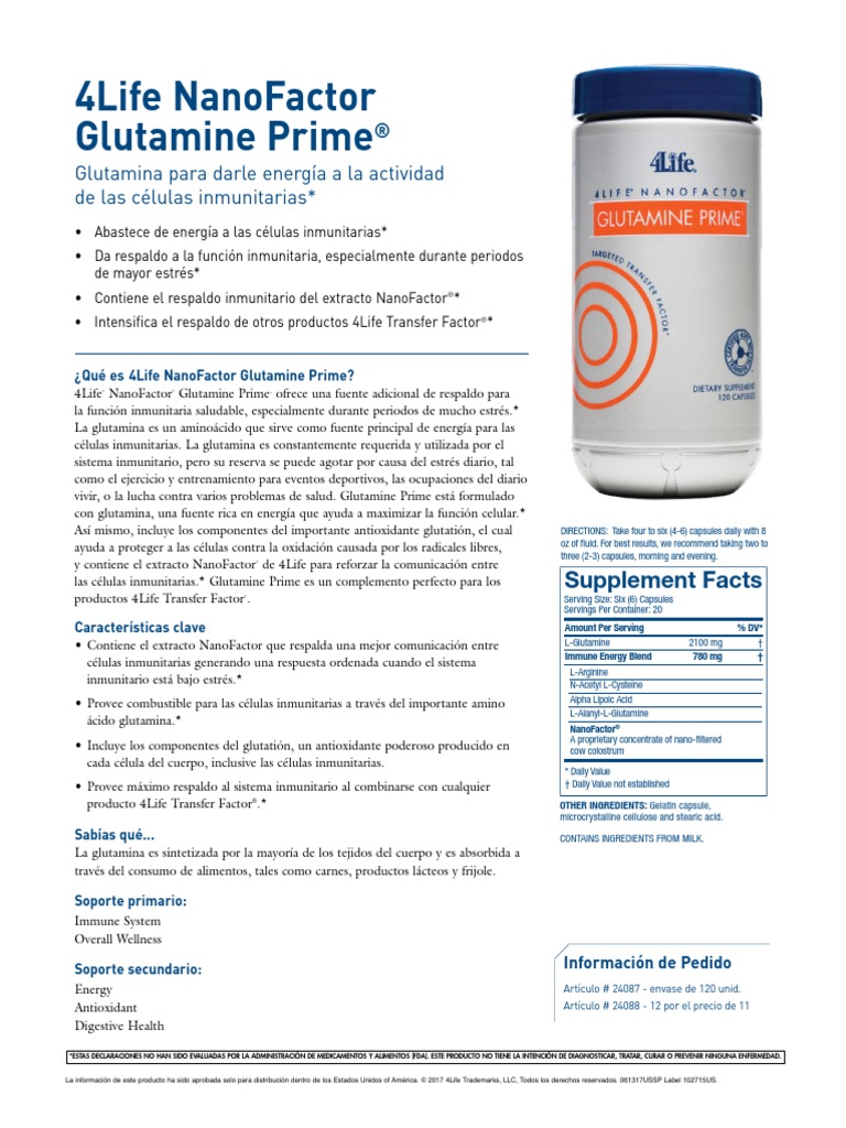 4life Nanofactor Glutamine Prime | PDF | Biología | Especialidades Medicas