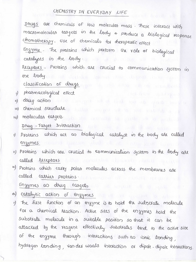 Chemistry in Everyday Life - Notes | PDF