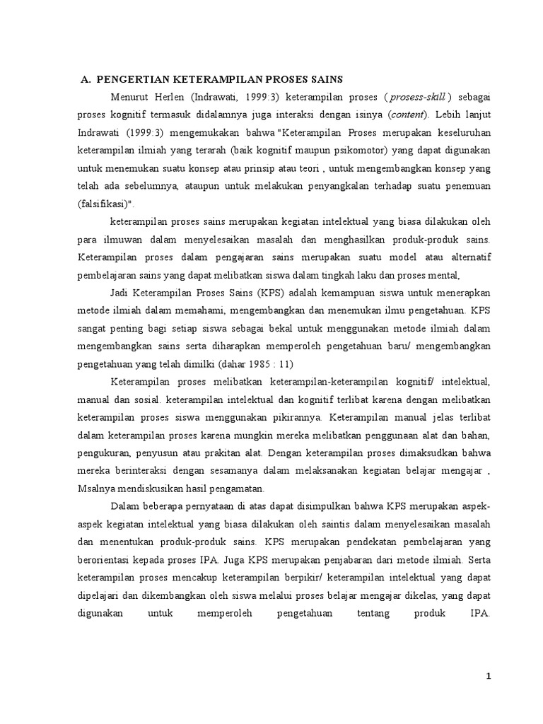 Keterampilan Proses Sains dan Indikatornya | PDF | Sains & Matematika