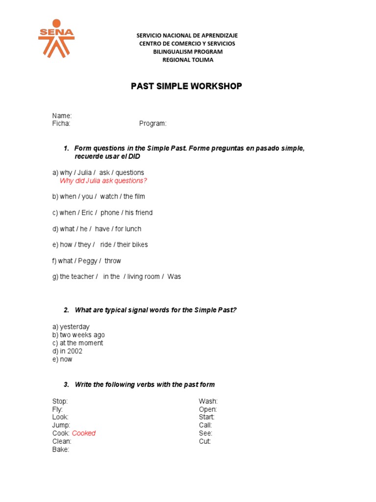 PAST SIMPLE WORKSHOP Logistics | PDF