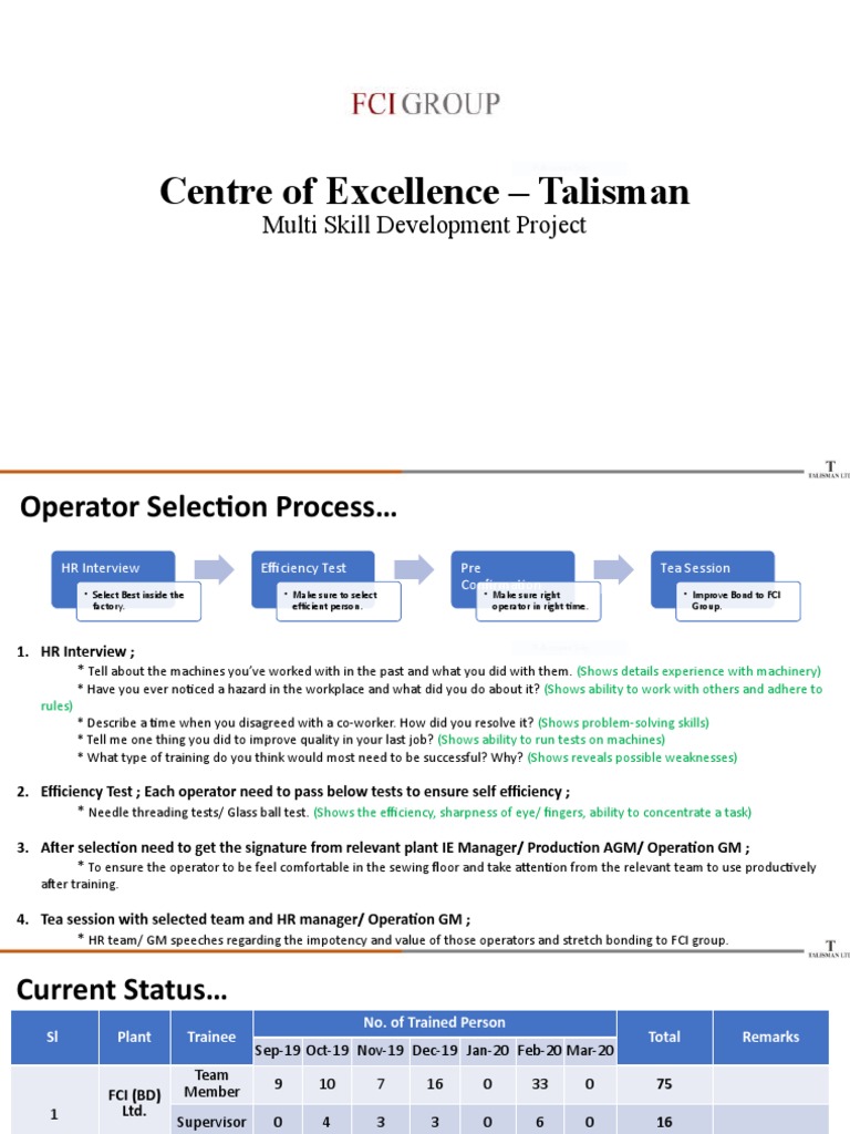 Centre of Excellence - Talisman: Multi Skill Development Project | PDF ...