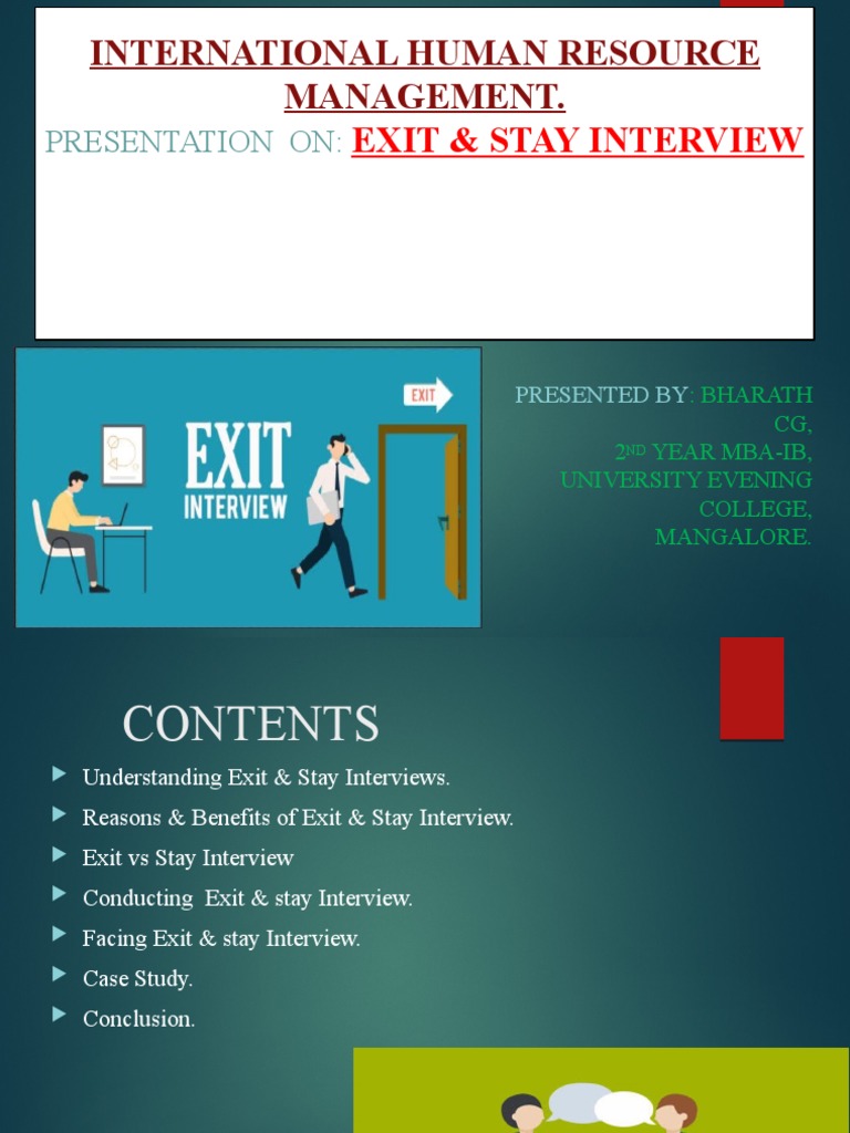 International Human Resource Management.: Exit & Stay Interview | PDF ...