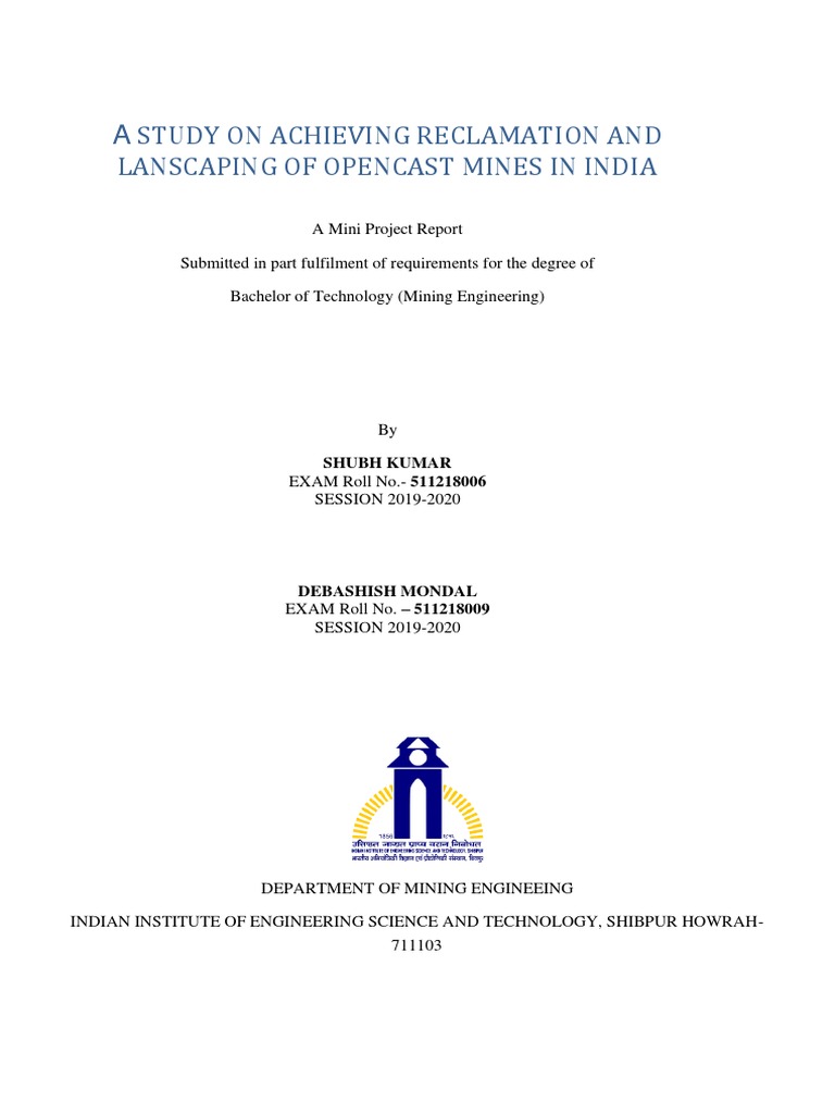 Review Paper On Reclamation of Open Cast Mines in India | Download Free ...