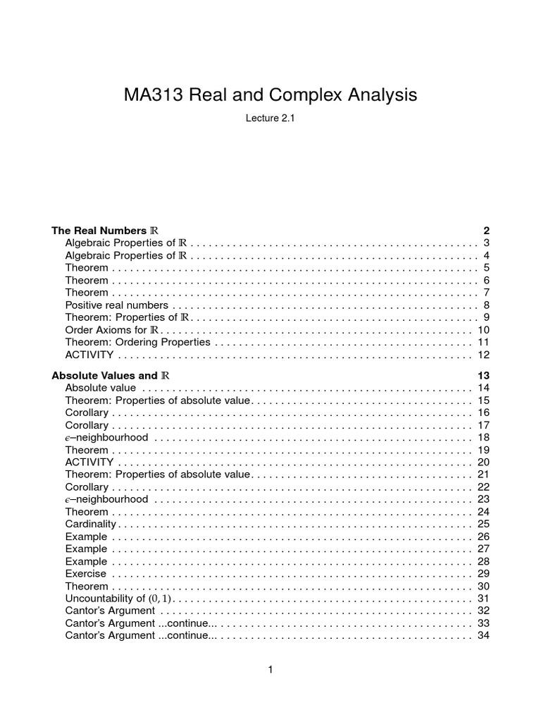 MA313 Real and Complex Analysis | PDF | Analysis | Geometry