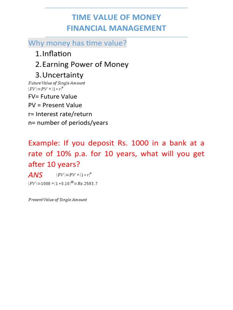 Time Value of Money | PDF | Present Value | Mathematical And ...