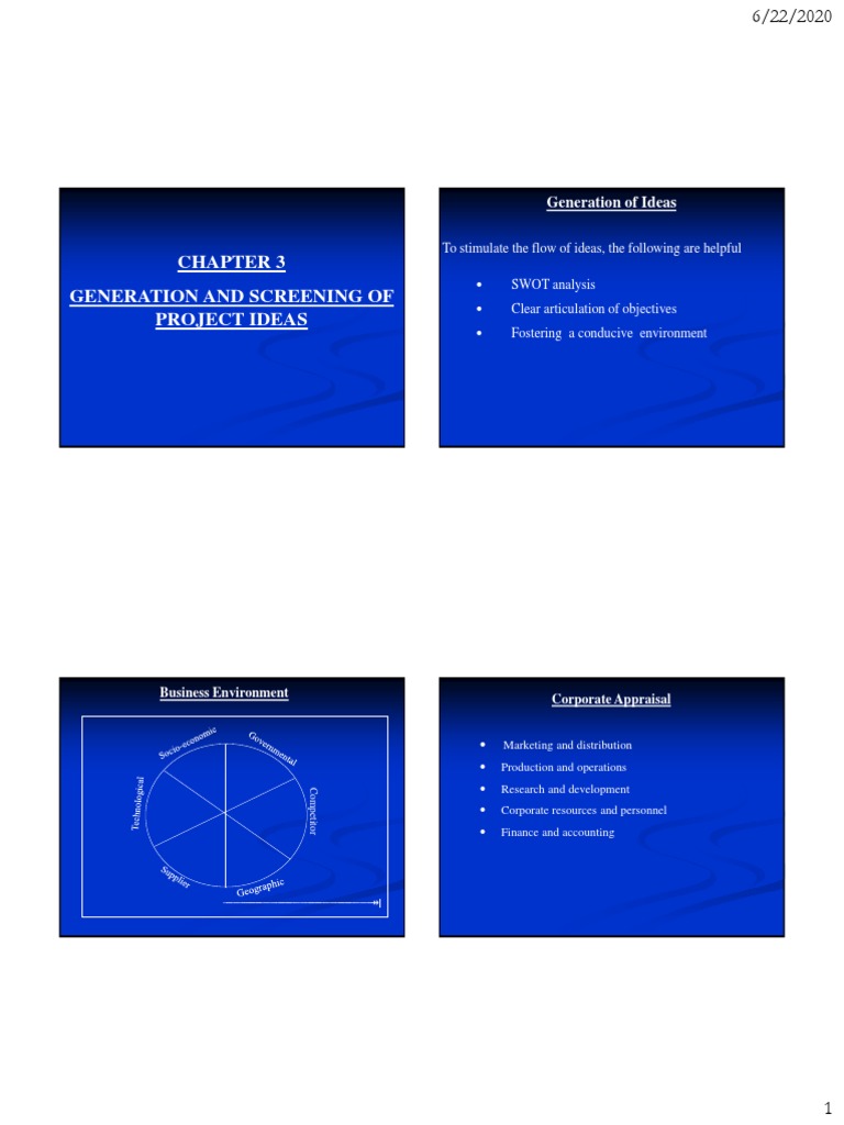 Screening Project Ideas and Opportunities | PDF | Economic Growth | Net ...