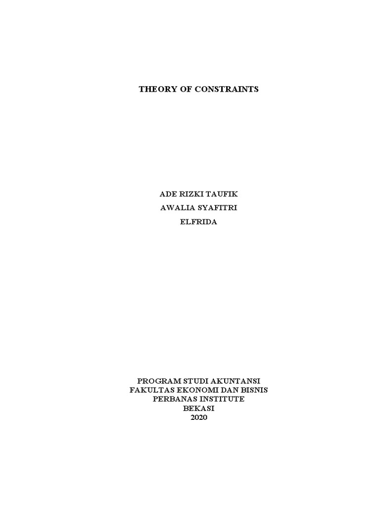 Theory of Constraints | PDF