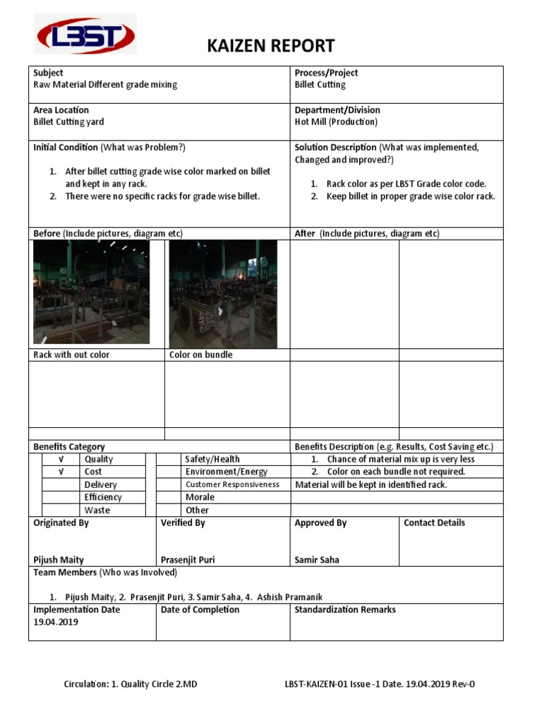 Kaizen Report - QC | PDF