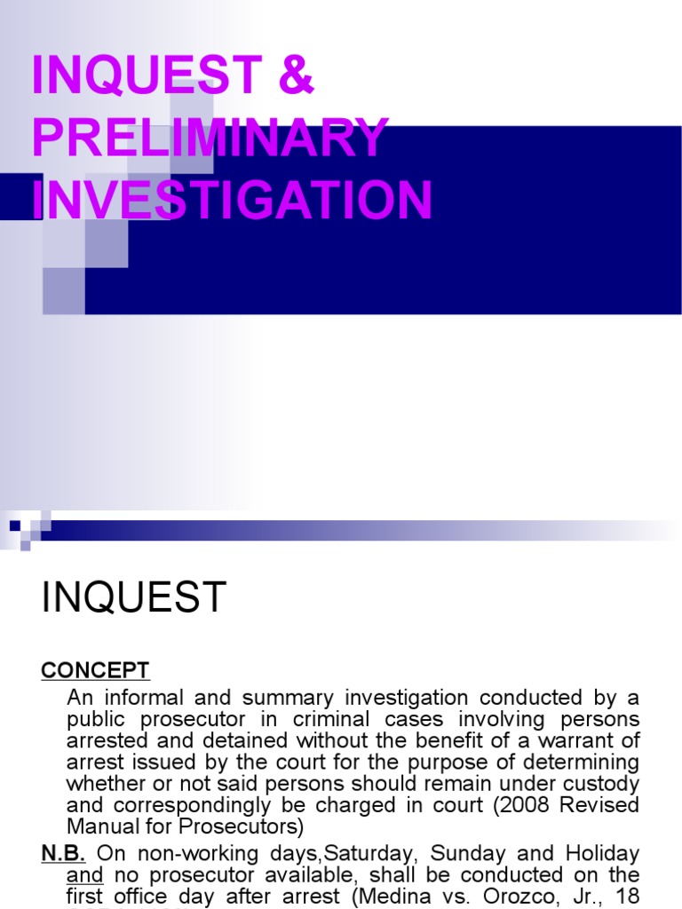 Inquest & PI Flowchart | PDF | Prosecutor | Arrest