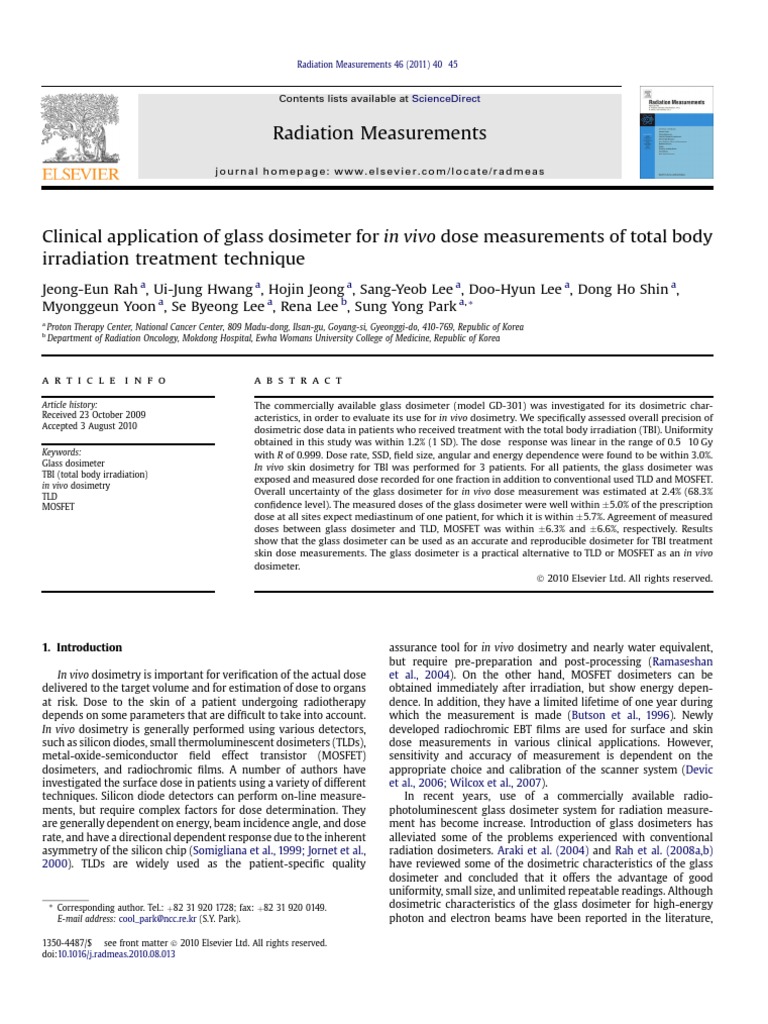 Radiation Measurements | Download Free PDF | Dosimetry | Absorbed Dose