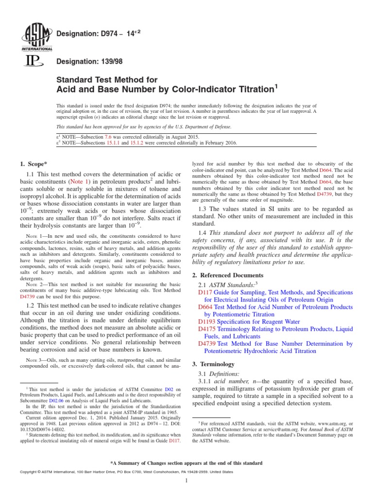 Astm D974 2014 PDF | PDF