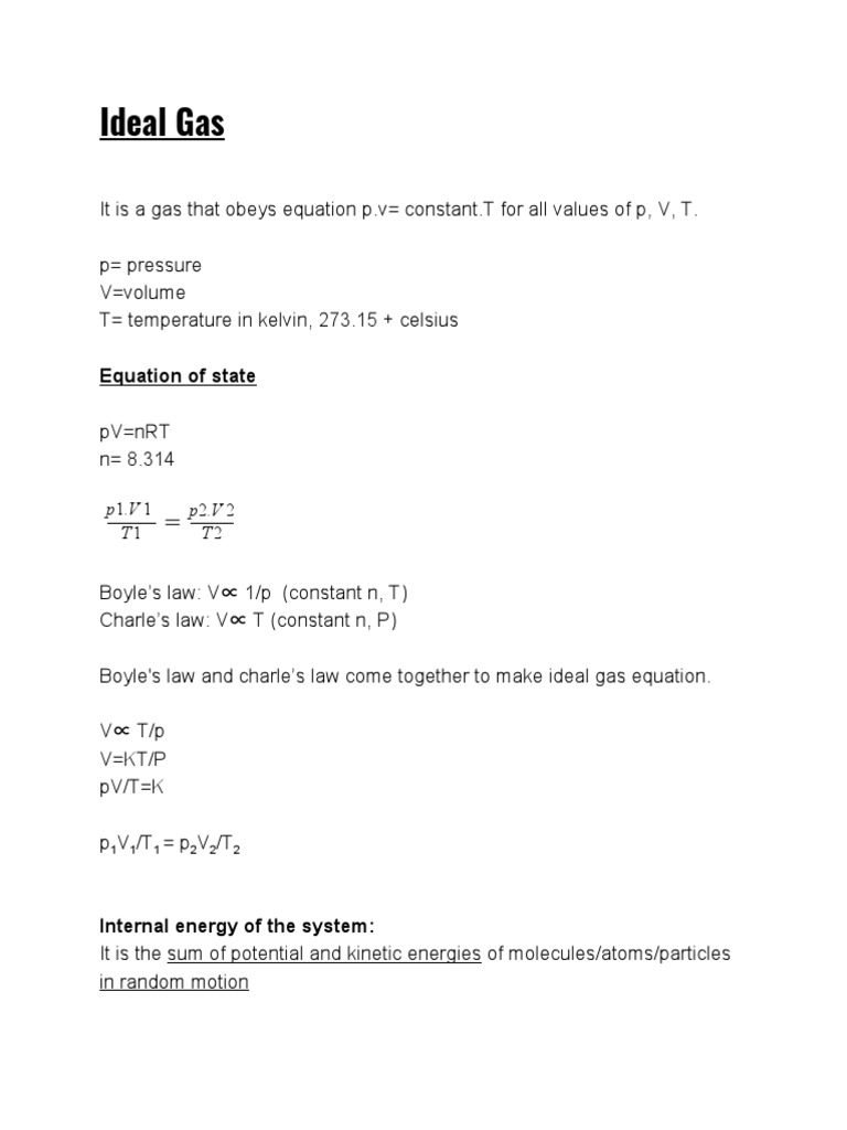Ideal Gas: Equation of State | PDF | Gases | Physics