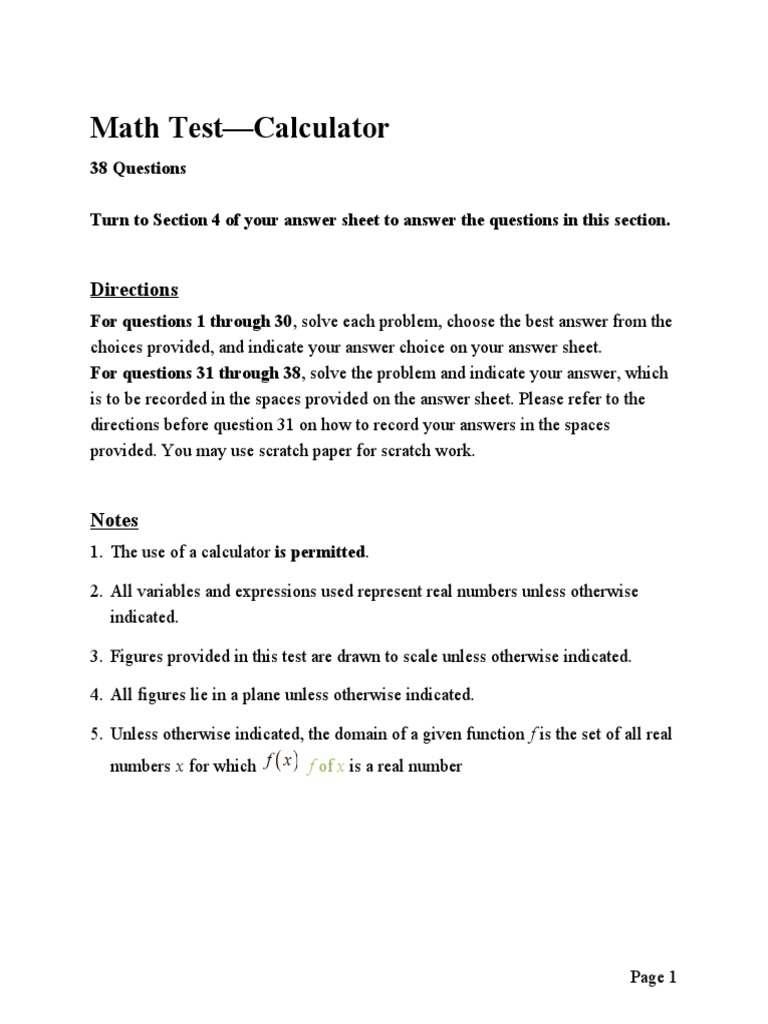 Sat Practice Test 9 Math Calculator Assistive Technology | PDF | Angle ...