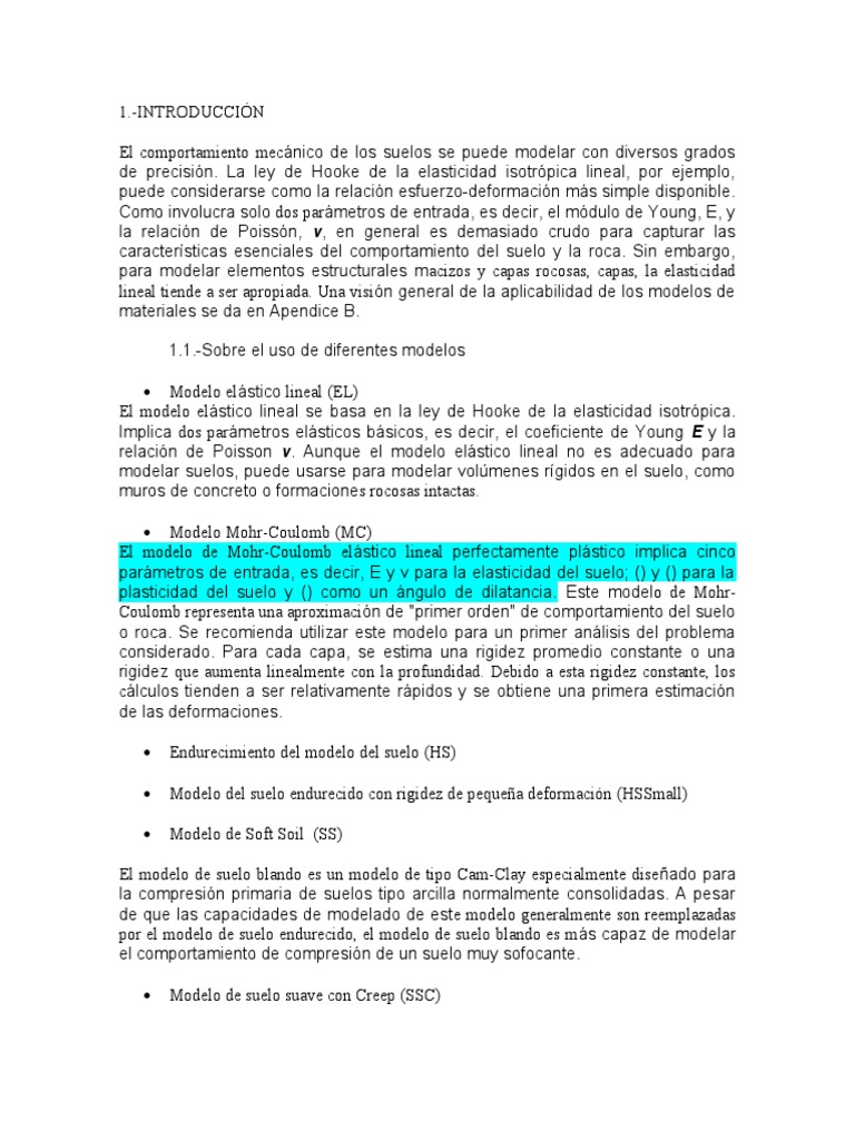 Manual de Plaxis - Material - Models | PDF | Plasticidad (Física ...