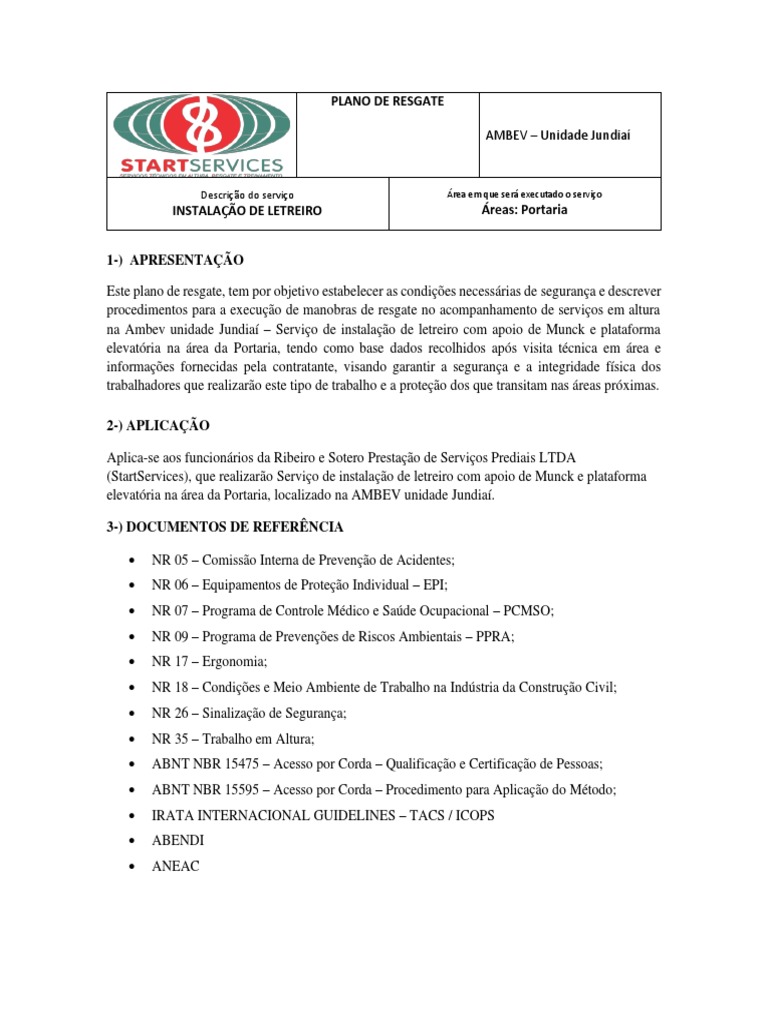 Plano de Resgate - Atualizado | PDF | Ambulância | Desperdício