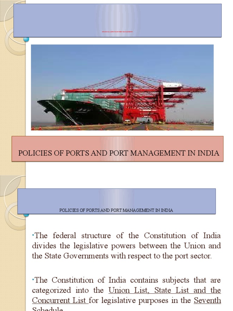 Policies of Ports and Port Management in India Policies of Ports and ...