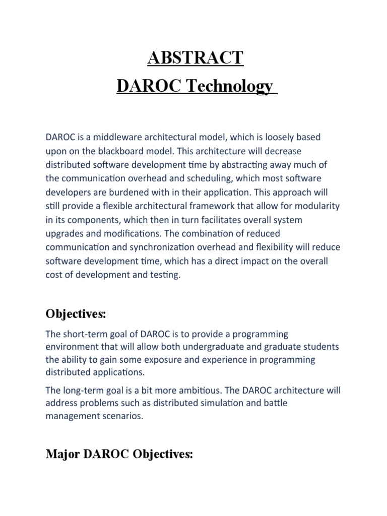 DAROC Technology: Objectives | PDF