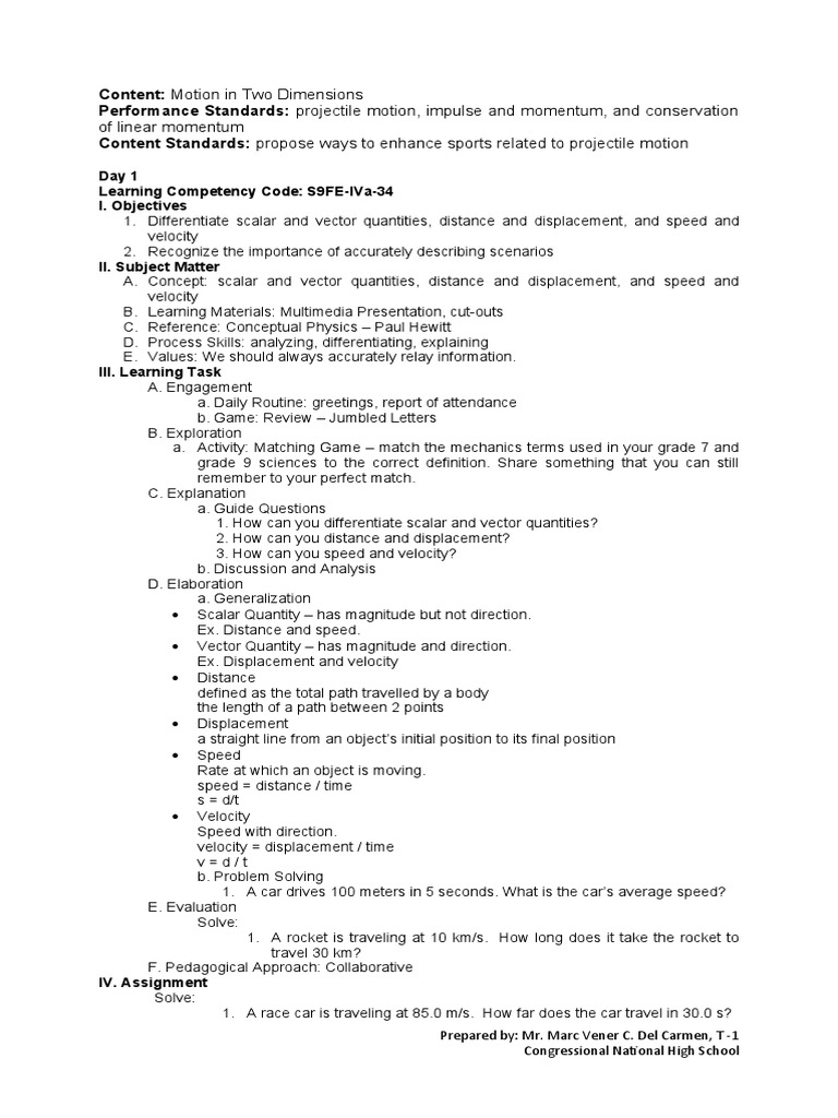Grade 9 Science: Motion Concepts | PDF | Collision | Momentum
