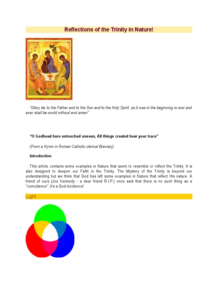 Reflections of The Trinity in Nature | PDF | God The Father | Matter