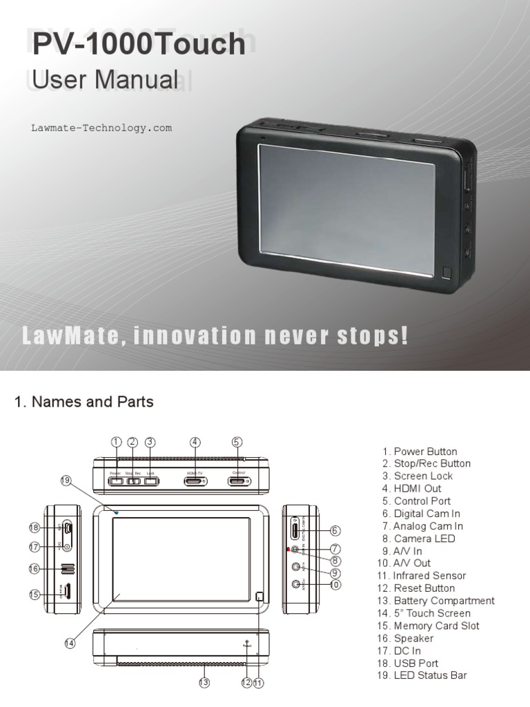 Lawmate PV 1000 Touch Full Manual | PDF | Video | Digital Camera