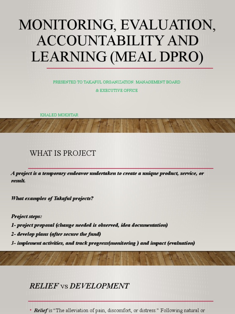 Monitoring, Evaluation, Accountability and Learning (Meal Dpro) | PDF ...