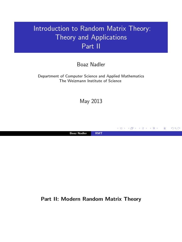 Part 2 RMT Tutorial-1 | PDF | Type I And Type Ii Errors | Matrix Theory