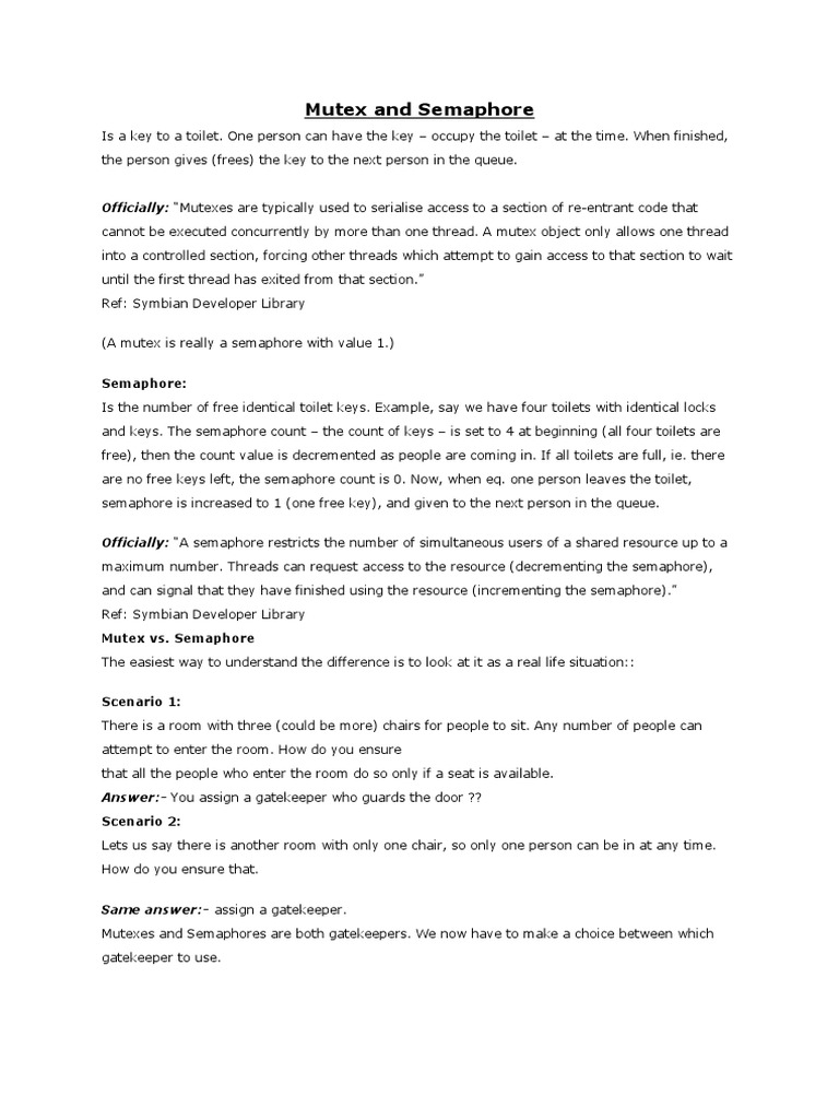 Mutex and Semaphore | Download Free PDF | Thread (Computing) | Software ...